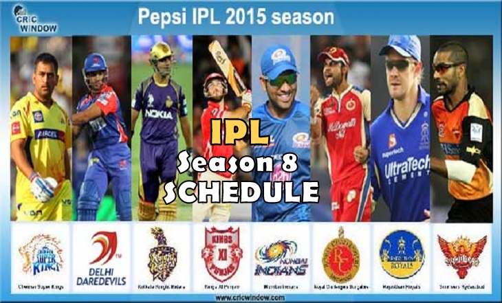 IPL 2015 Schedule: Indian Premier League T20 IPL 8 2015 Schedule ...