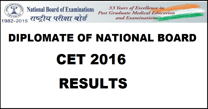 DNB CET 2016 Result Declared: Check Merit List Cut Off Marks @ www.cet ...