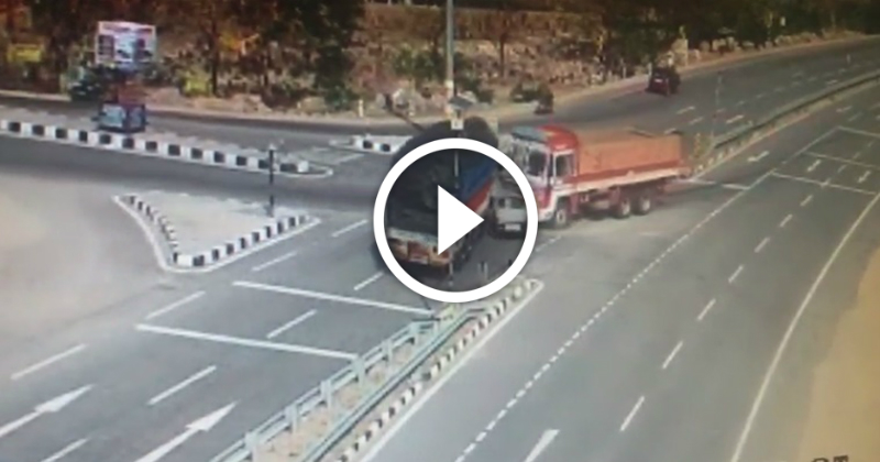 WATCH: Shocking Video Of A Car Crashed Between Two Trucks In Telangana WATCH: Shocking Video Of A Car Crashed Between Two Trucks In Telangana