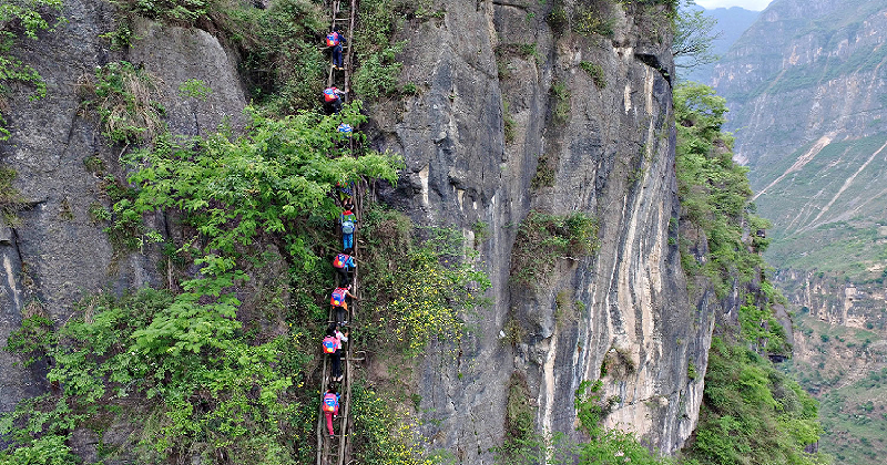 These Children From A Chinese Village Risk Their Lives Climbing A 2600 ...