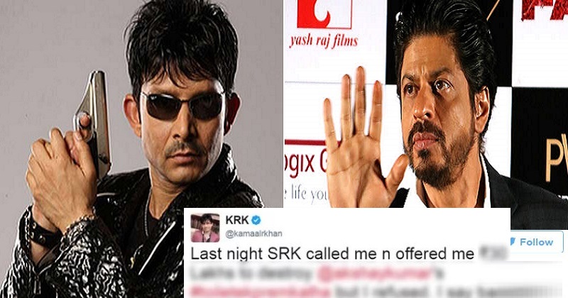 KRK Badly Portrayed The Bollywood King Khan SRK! Says SRK Offered Him ...