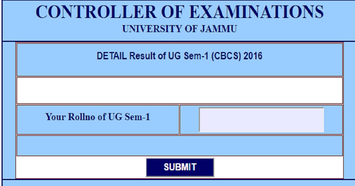 Www.coeju.com – Jammu University UG 1st Sem CBCS Results 2016 Declared ...