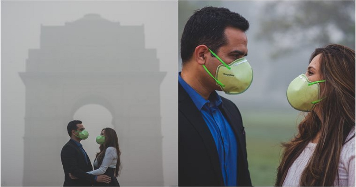 LOVE In Delhi SMOG: Photographer’s Mask-Themed Couple Photo Shoot Goes ...