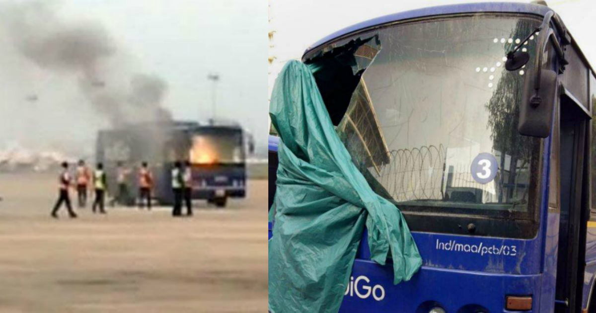 IndiGo Airlines Passengers-Bus Burnt Mid-Way On The Runway, Video Goes ...