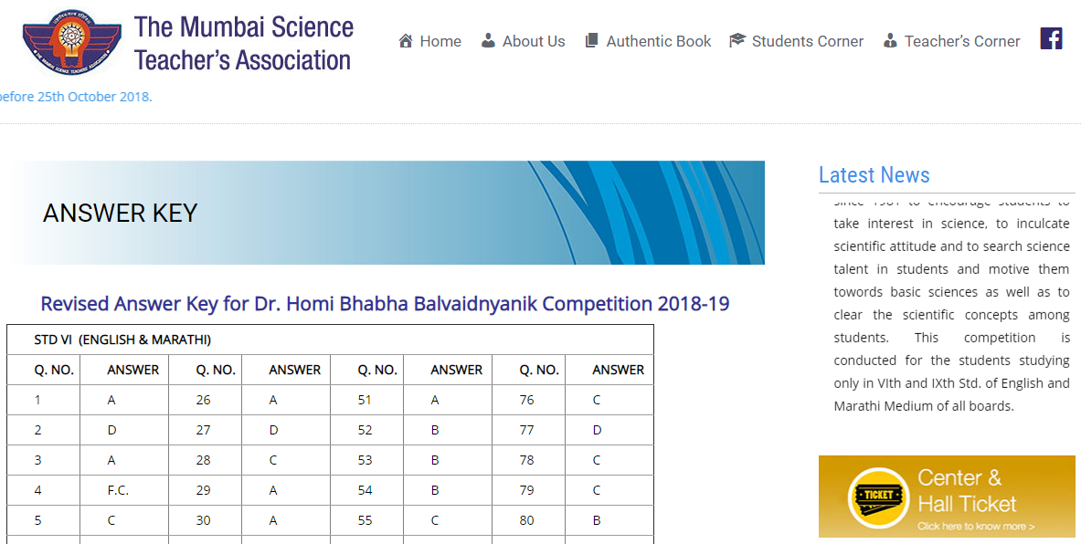 Homi Bhabha Answer Key 2018: Download Answer Sheet PDF for 6 October Exam