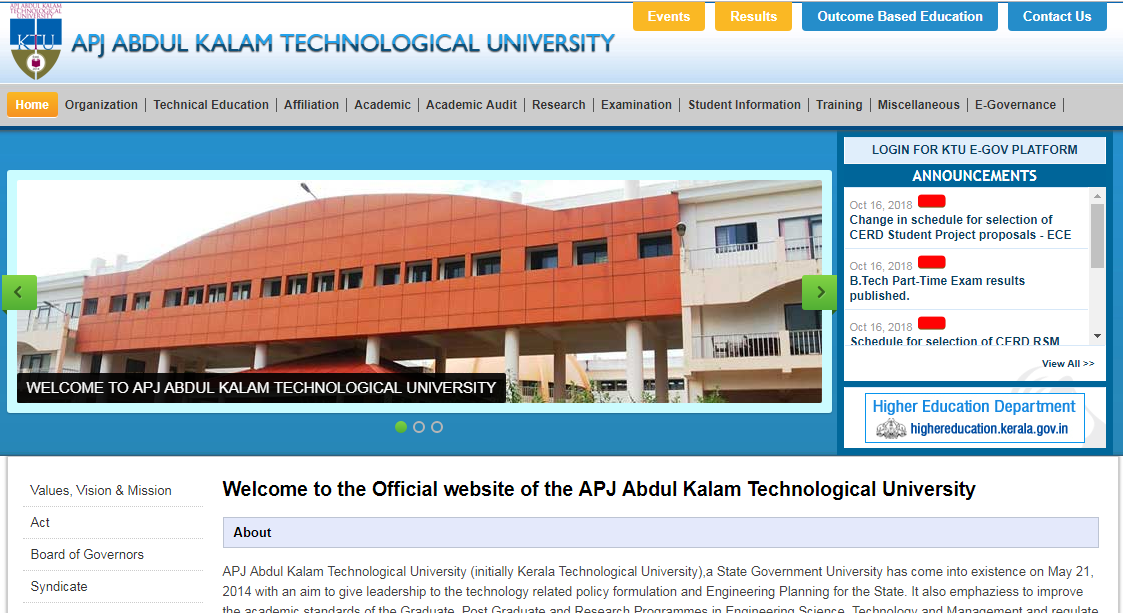 KTU Students Login: Results, Internal Marks, CGPA Calculator, Account ...