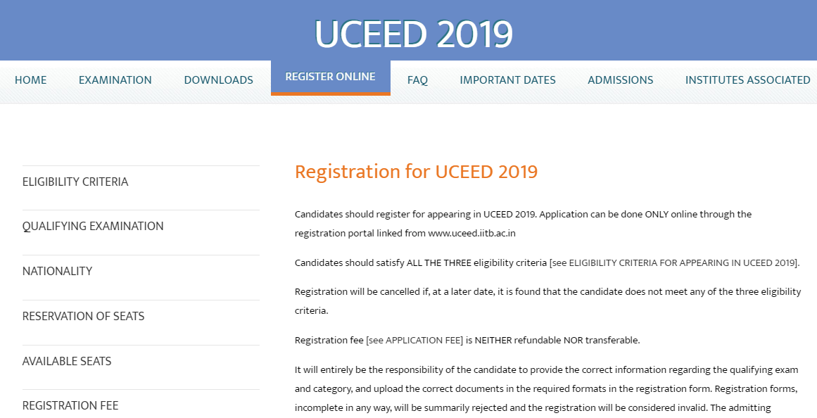 UCEED Application Form 2019 Last Date, Apply Online Registration, Fees