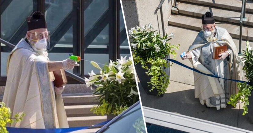 Priest Squirts Holy Water With Water Gun At Churchgoers During Socially ...
