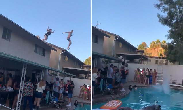 Woman Slams Into Patio Shelter After Trying To Jump From Rooftop Into A ...