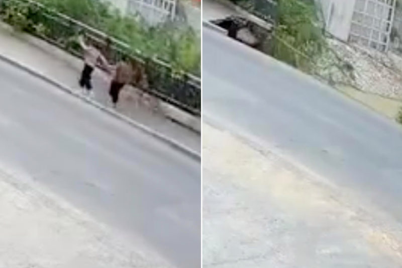 Terrifying Video Shows Moment 2 People Get Swallowed By Sidewalk That ...