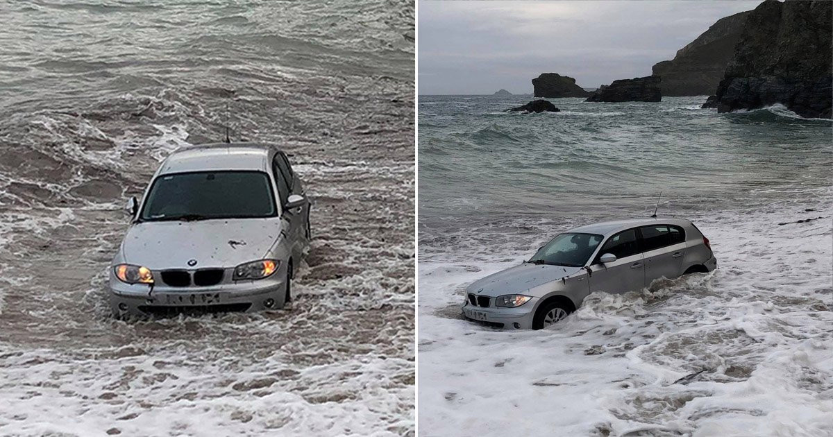 BMW Gets Swept Into The Sea After Being Left Parked On The Beach