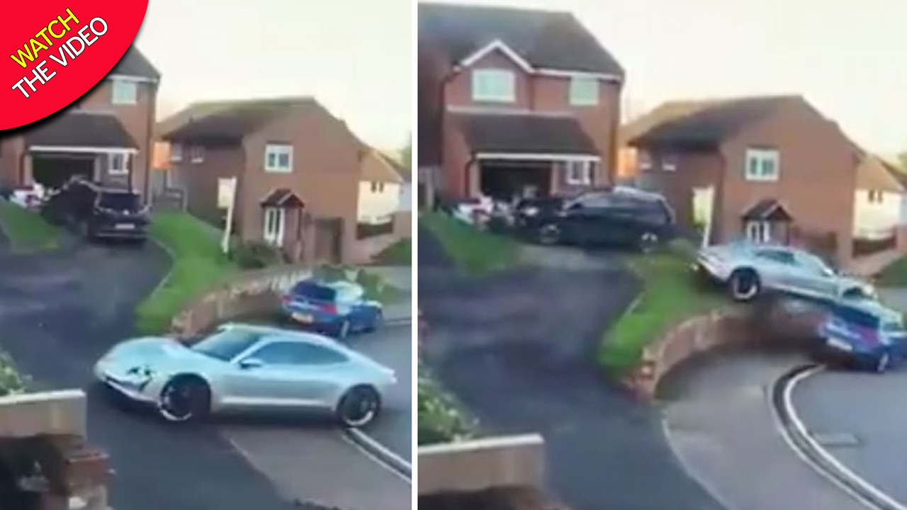 Man Drives Brand New Porsche Taycan Over The Wall And Lands It On ...